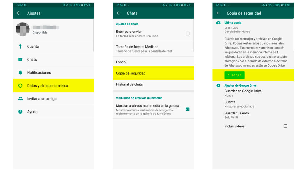 Cómo guardar tus chats de WhatsApp en Google Drive para que no se pierdan