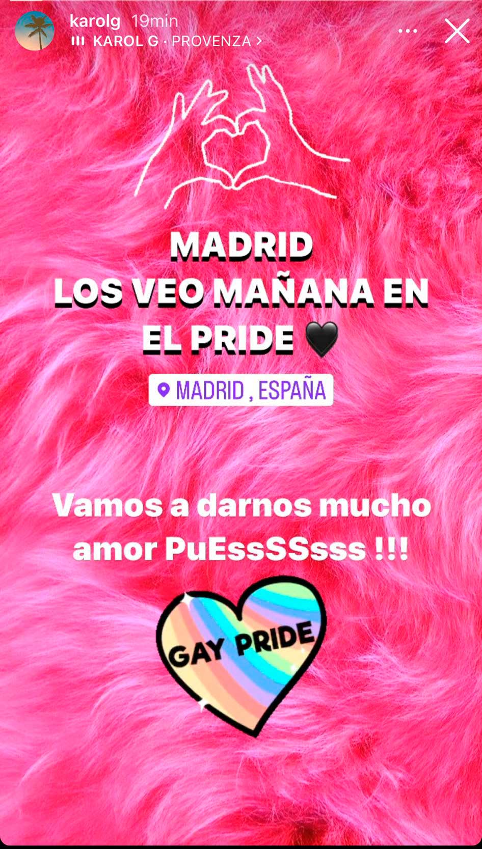 Karol G anuncia por sorpresa que estará en el Orgullo de Madrid